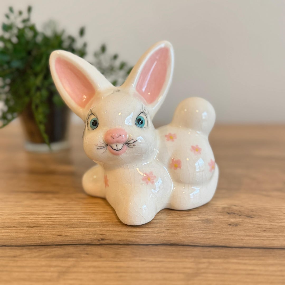 Vintage Bunny Rabbit Figurine - Cute - Whimsical Bunny With Front Teeth ...