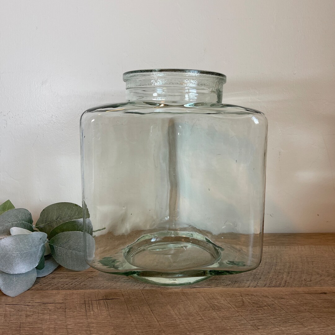 Vintage Green Triangular Jar Large Italian Recycled Glass Made in Italy ...