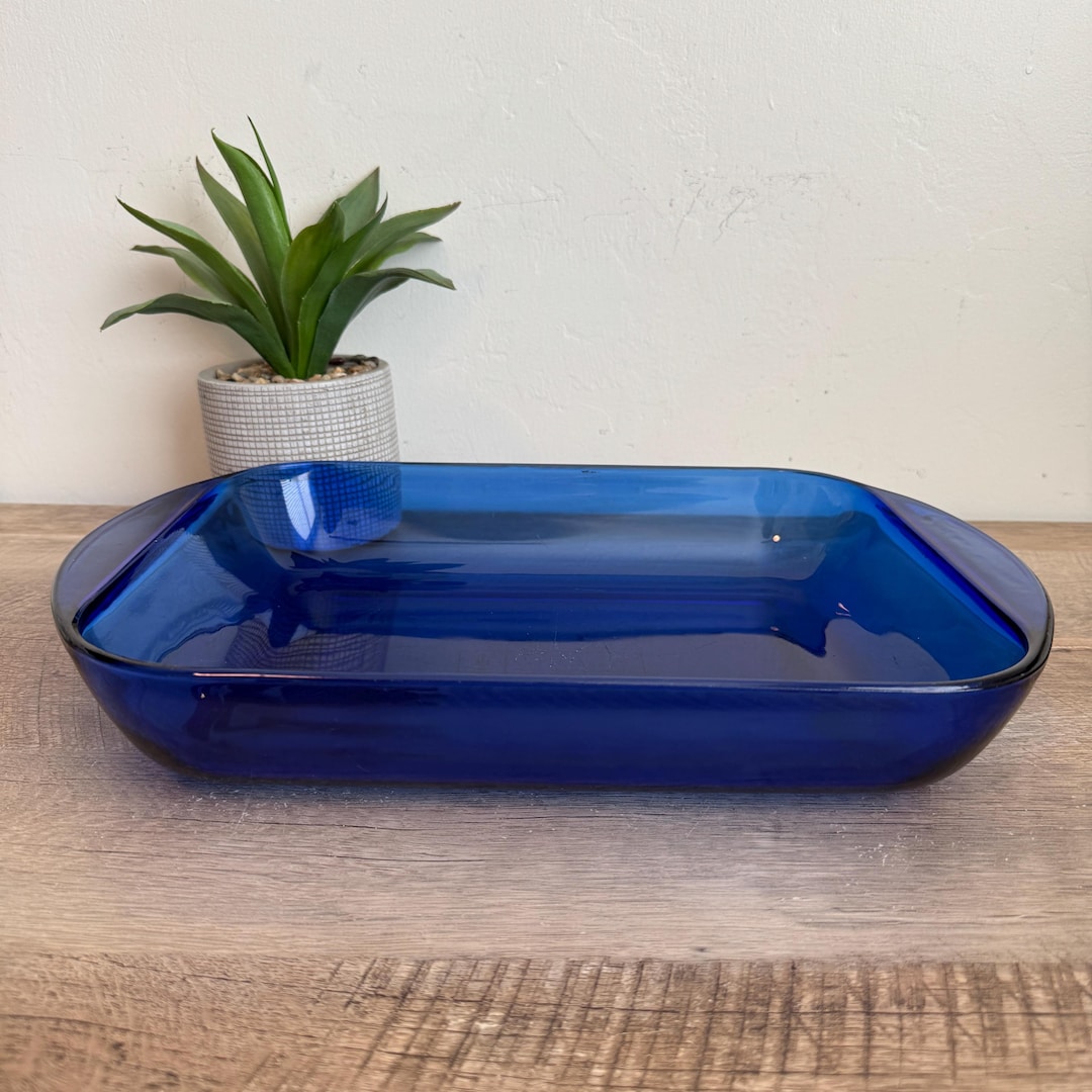Blue Glass Casserole Dish - 11x13 - Rectangular - Cobalt Blue - Baking ...