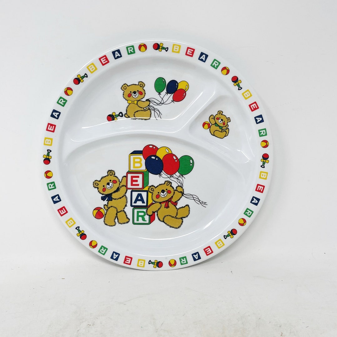 Teddy Bear Plastic Plate Bear Alphabet Divided - Etsy