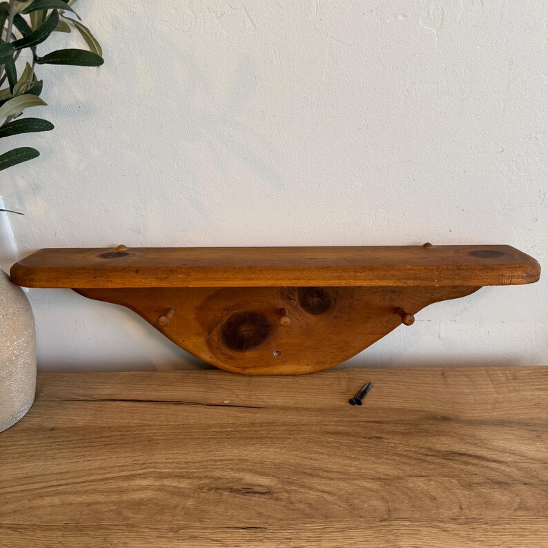 Vintage Wood Shelf | Rustic Wall Shelf With Pegs | Rustic Wooden Wall ...