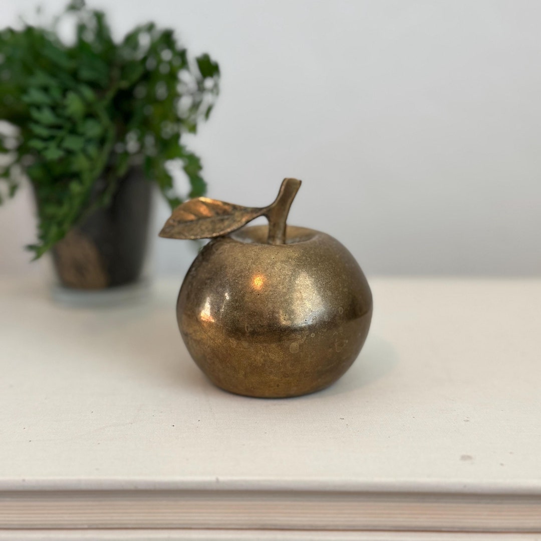 Vintage Brass Apple Bell - Figurine - Paper Weight - Mid-century - MCM ...