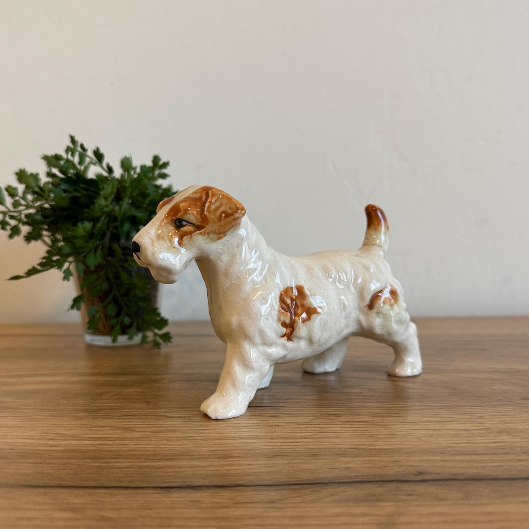 Vintage Ceramic Dog Figurine | AS IS | Wire Fox Terrier Statue | Hand ...