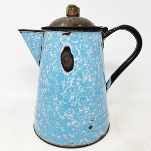 Light Blue Coffee Pot Granite Ware Small Swirl Enamelware Camping ...