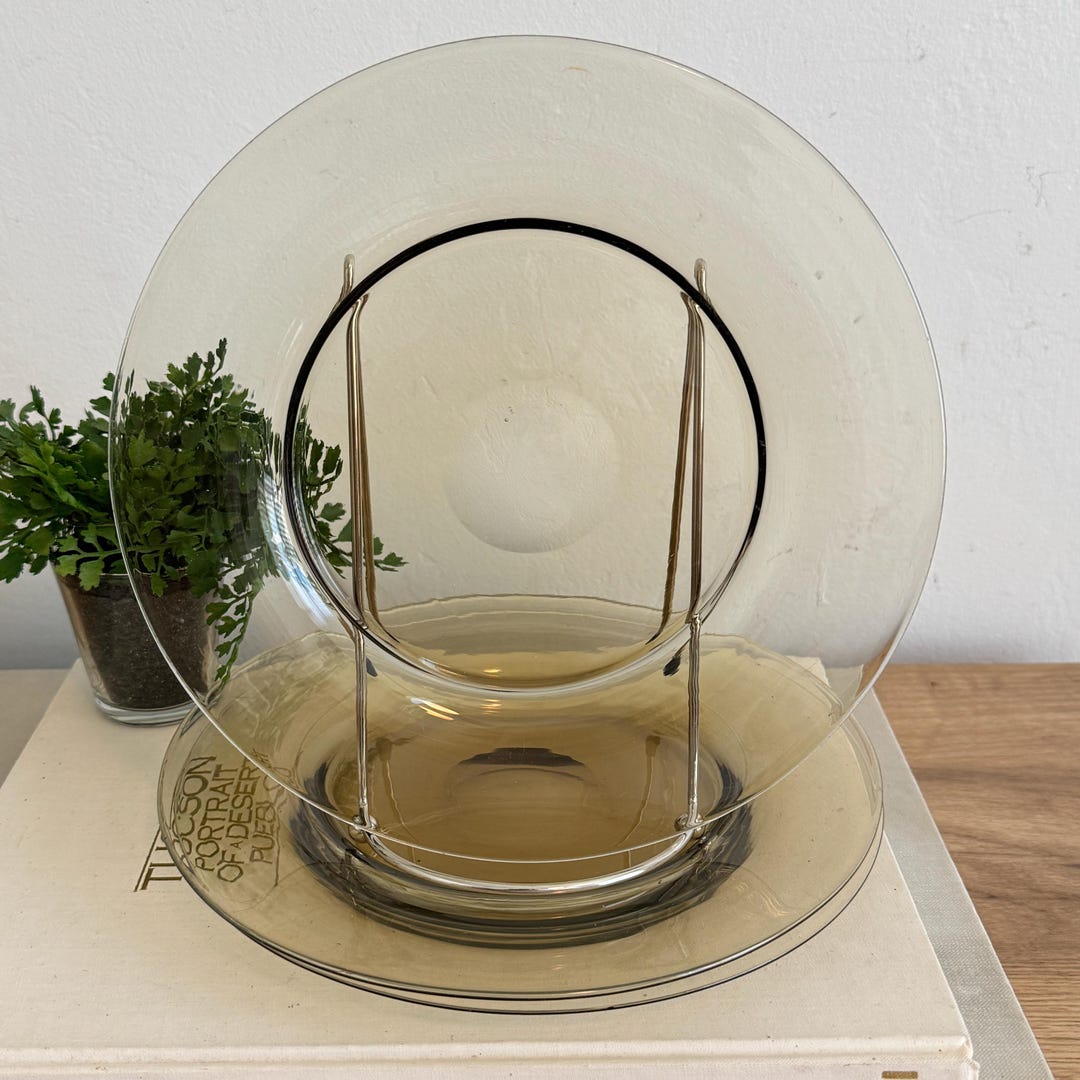 Vintage Smoke Glass Plates | Arcoroc France Style Luncheon Plate Set of ...