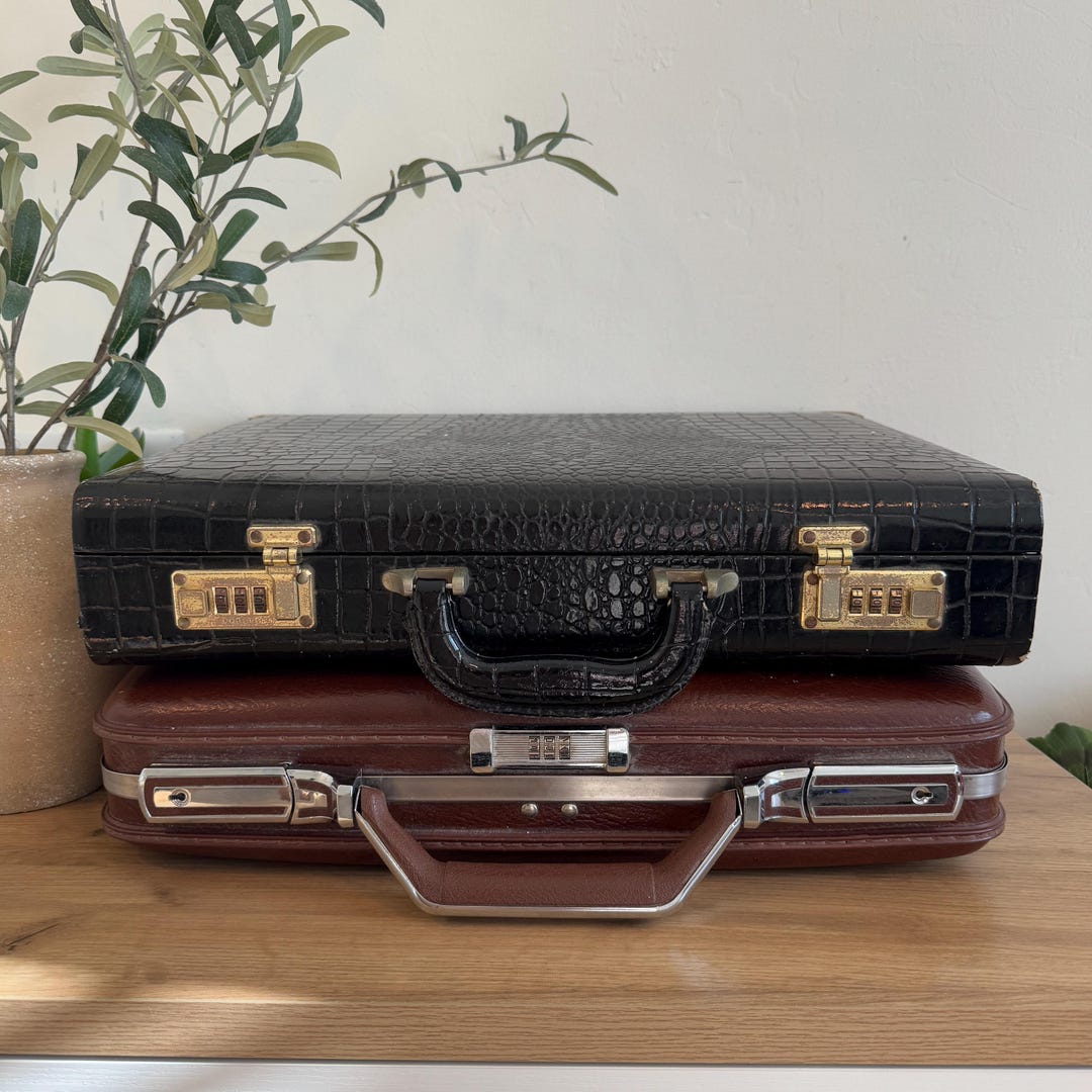 Vintage Briefcase | CHOICE Black Faux Croc or Brown American Tourister ...