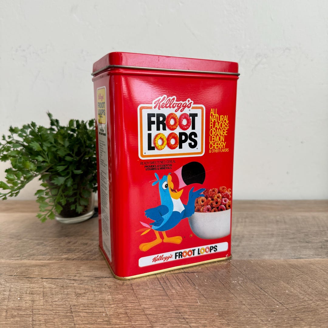 Fruit Loops Tin - 1984 - Vintage - Kellogg's - Toucan Sam - Cereal - Etsy