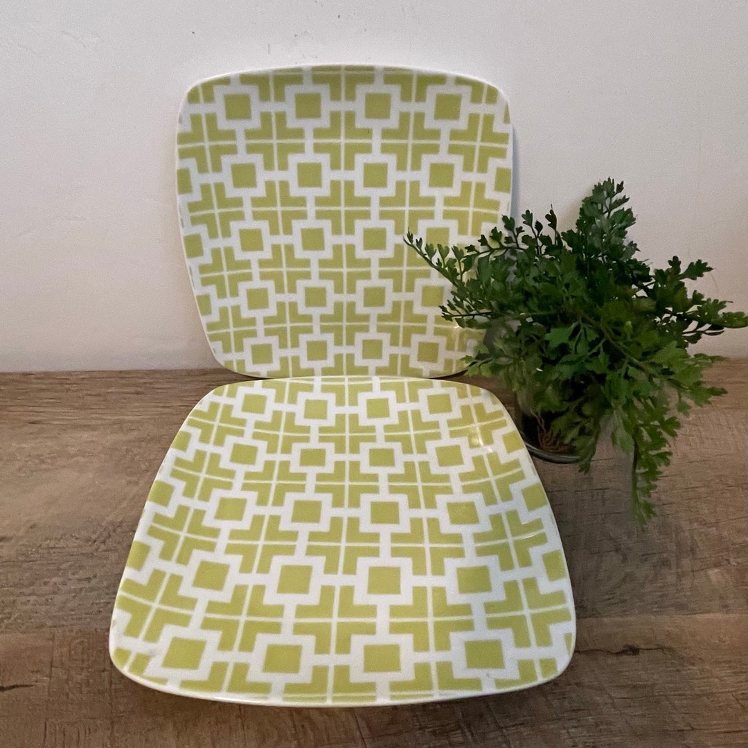 Green MOD Plate - Vintage - Fitz and Floyd - Color - Geometric ...