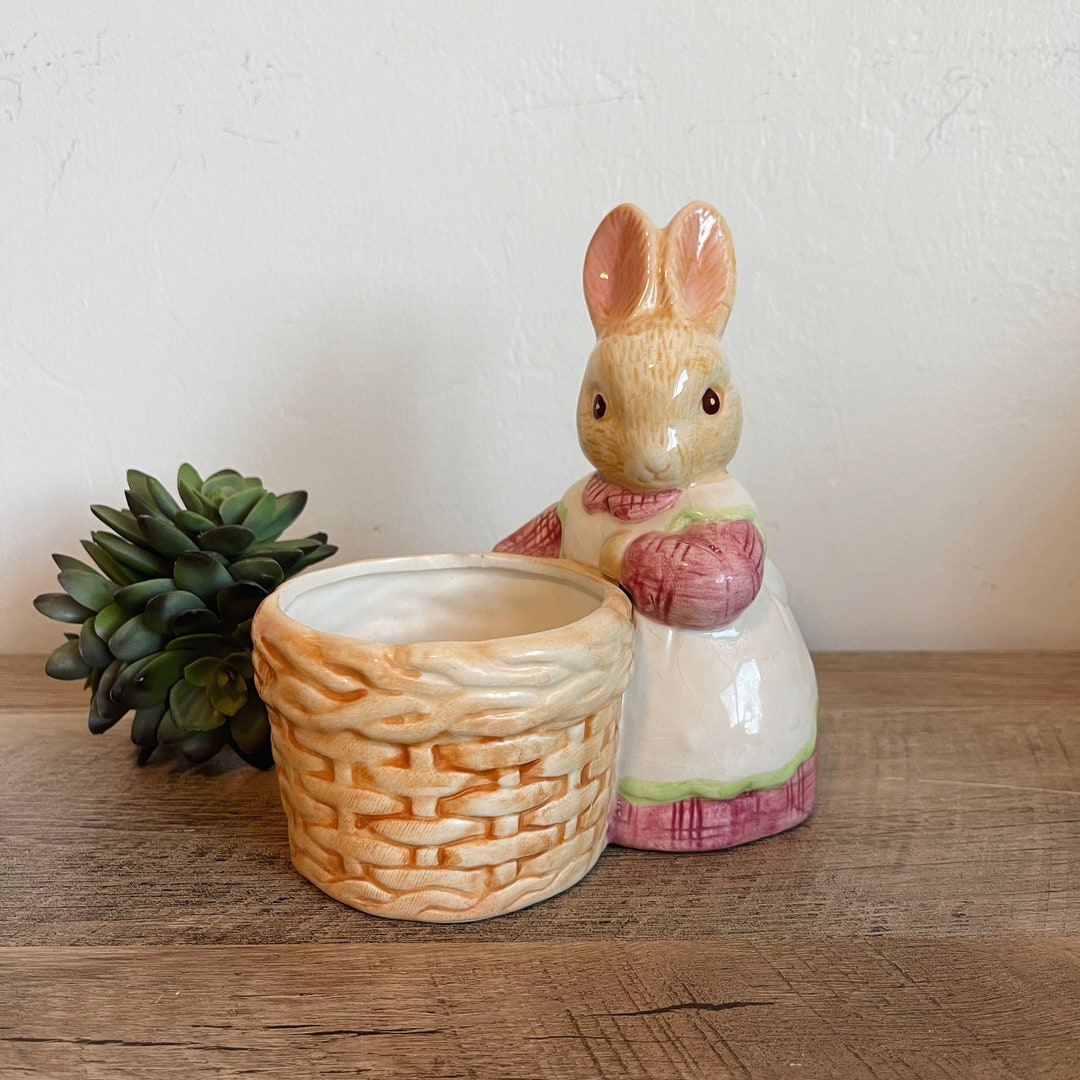 Vintage Rabbit Planter - Candy Dish - VINTAGE - Egg Holder - Plower Pot ...