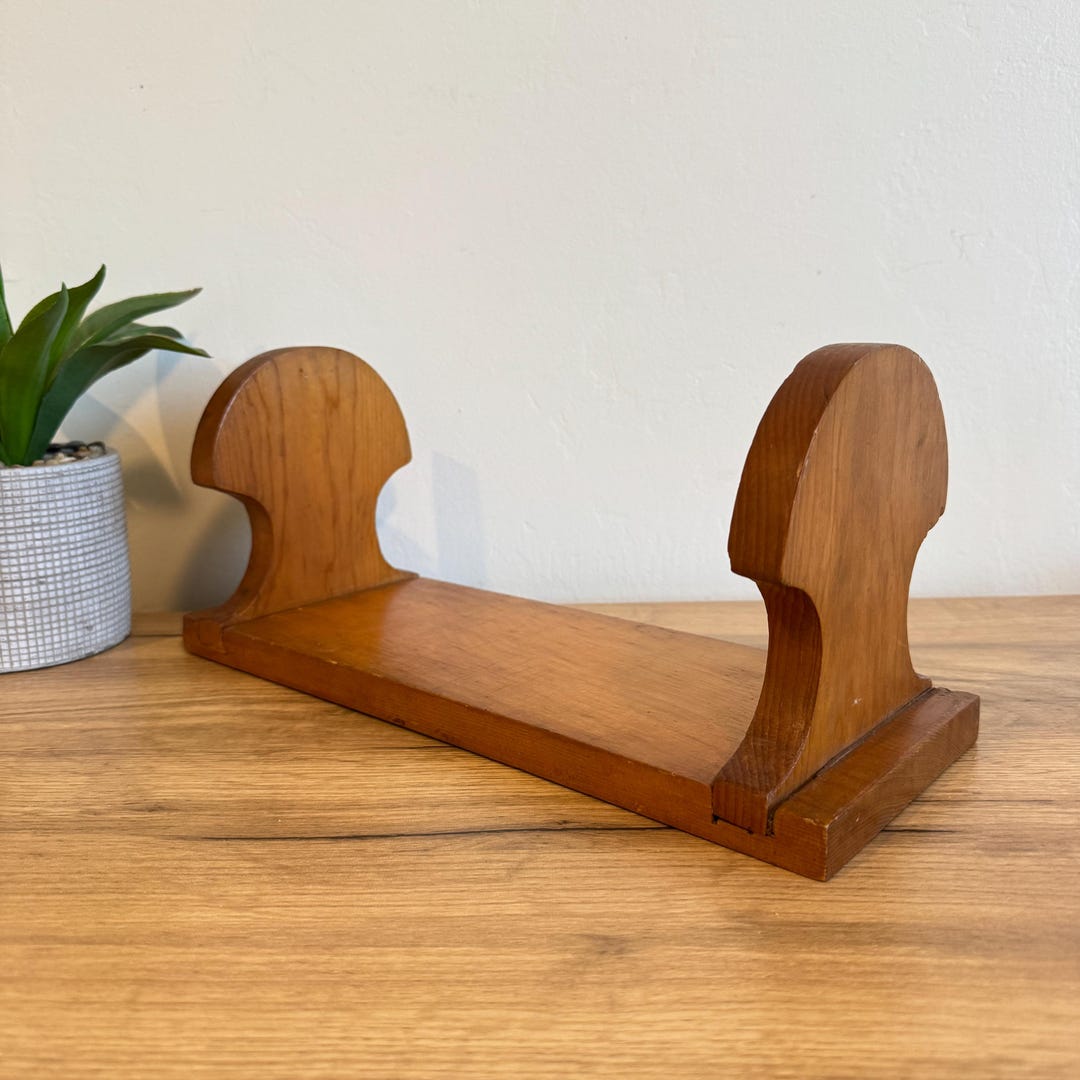 Vintage Wooden Book Holder | Desktop Bookshelf Organizer | Minimalist ...