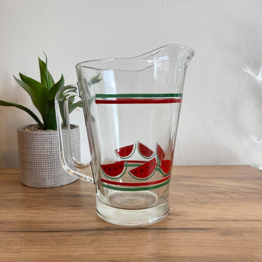 Vintage Glass Watermelon Pitcher - Glass Pitcher With Watermelons ...
