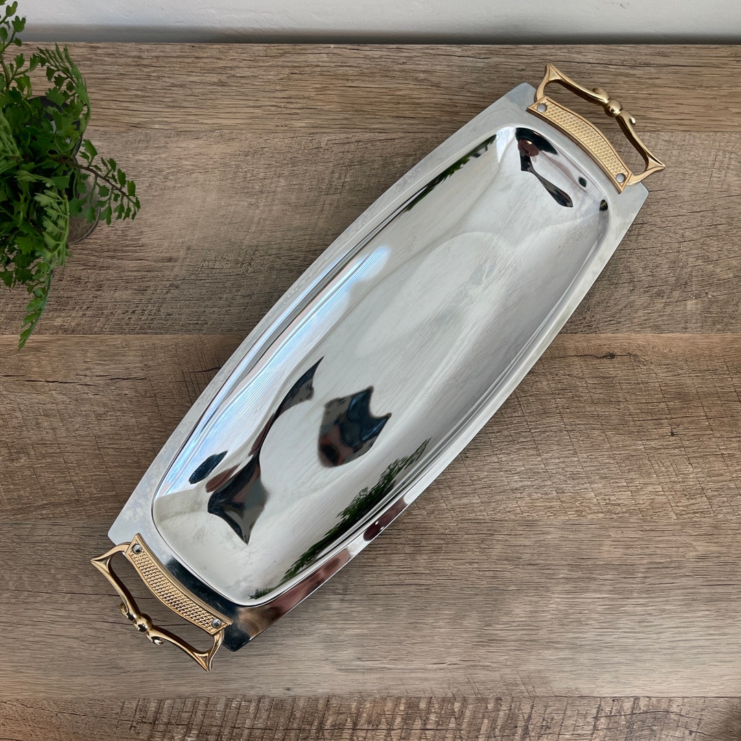 Kromex Tray - Bread and Roll Tray - Platter - Stainless With Brass ...