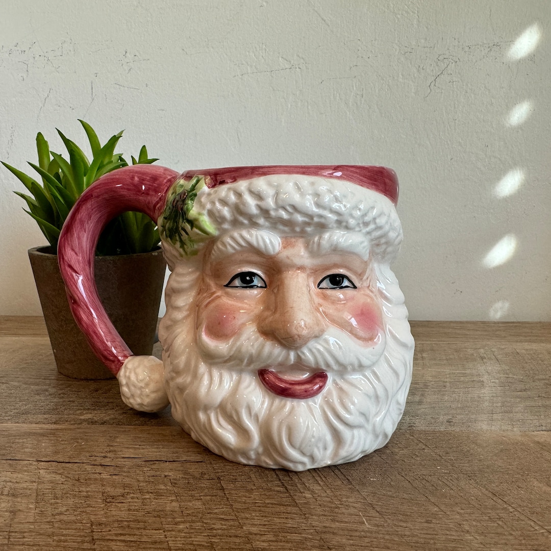 Vintage Santa Claus Mug | Ceramic Santa Face Mug | Christmas Coffee Mug ...