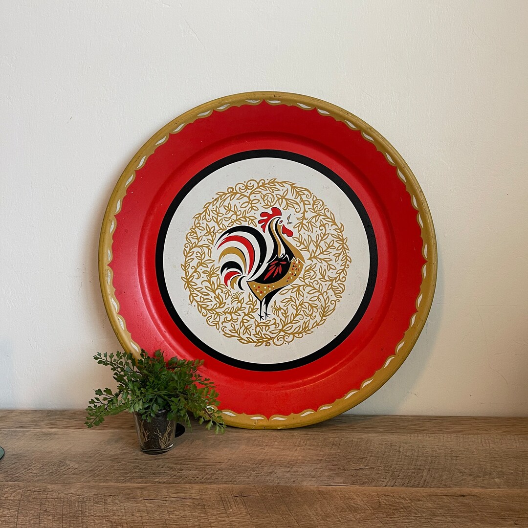 Large Vintage Rooster Tray - Wall Art - Farmhouse Decor - LARGE 19 ...