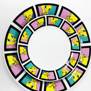 Tweety Bird Plates Film Strip Dinner Plate Salad Plate Set of 2 Gibson ...