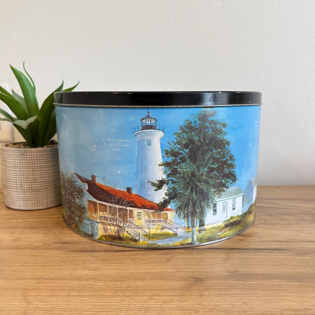 Vintage Lighthouse Tin - Large - Round - American Lighthouse Foundation ...