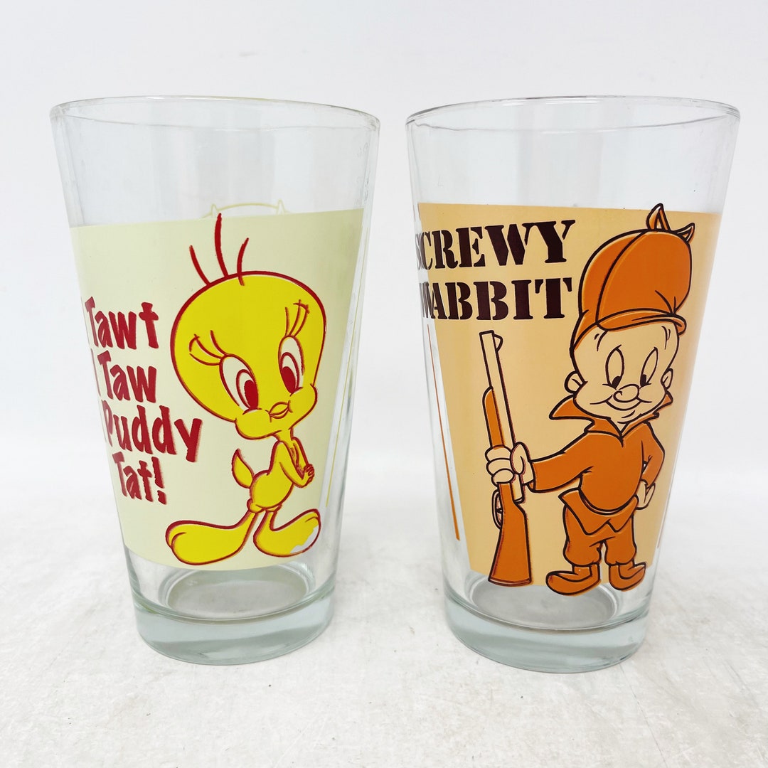 Looney Tunes Glasses - Vintage - Tweedy Bird Glass - Elmer Fudd Glass ...