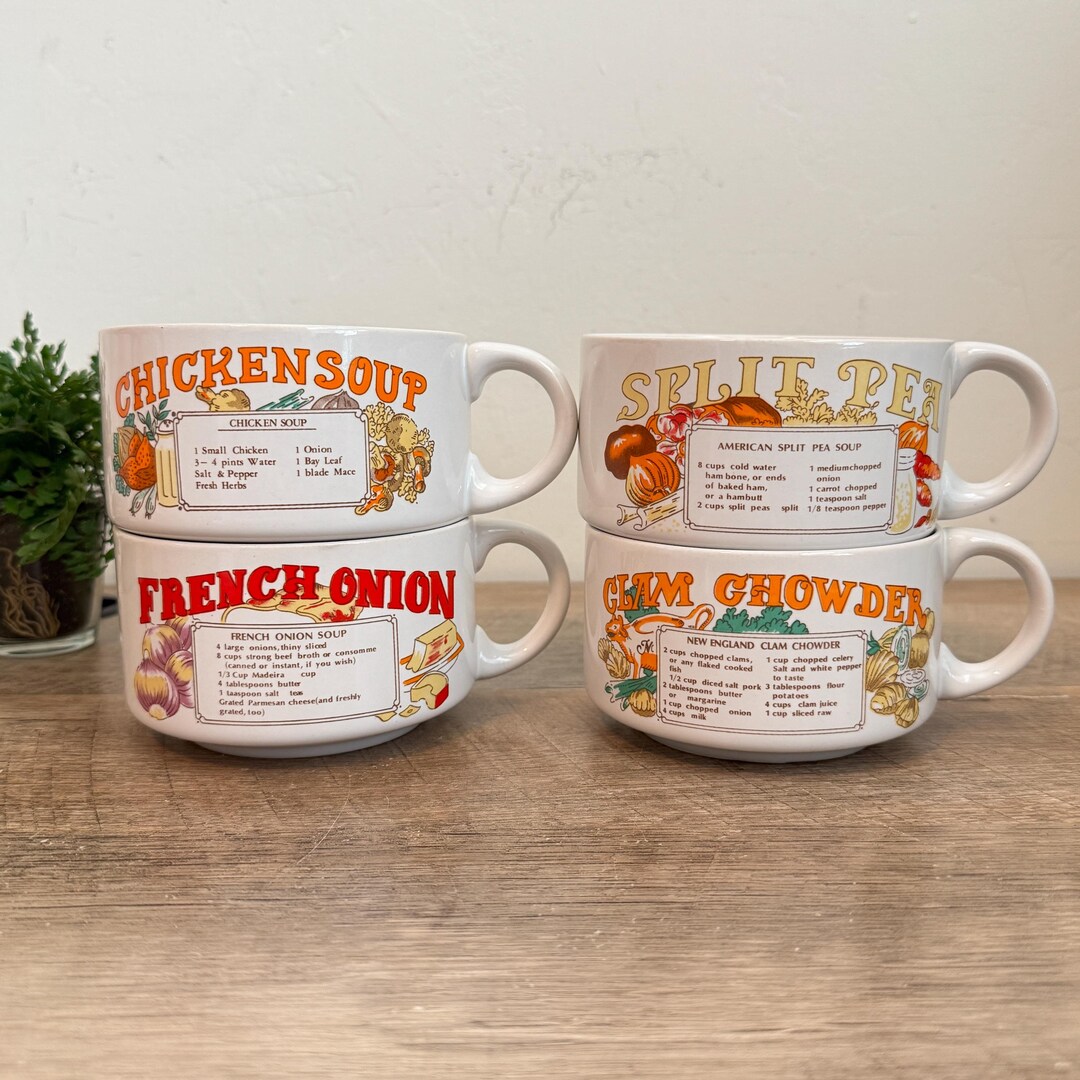 Vintage Soup Mugs YOU PICK Recipe Chicken French Onion Split Pea Clam ...