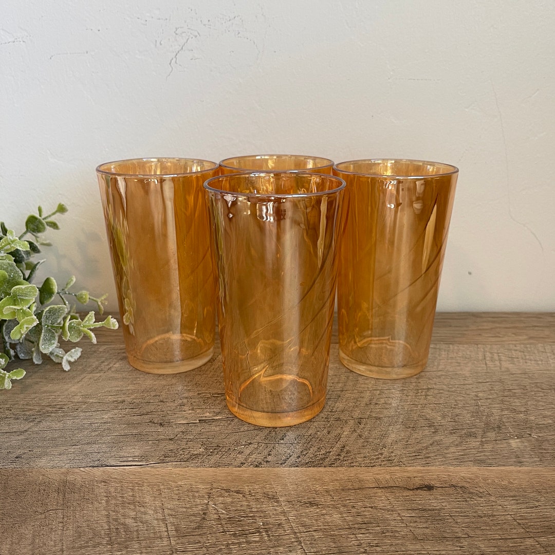 Marigold Carnival Glass Tumblers Jeanette Glass Marigold Iridescent Set ...
