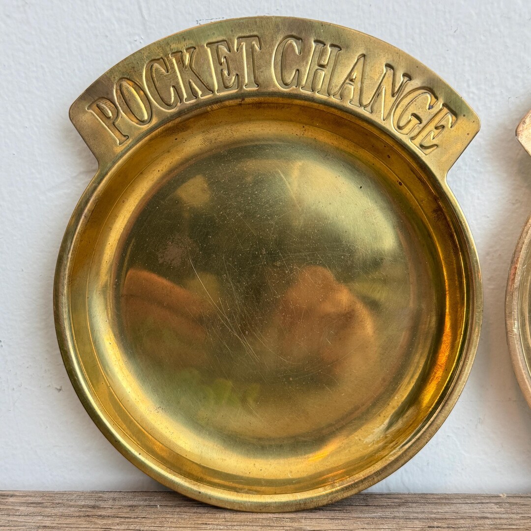 Vintage Brass Pocket Change Dish CHOICE Trinket Dish Candy Holder Catch ...