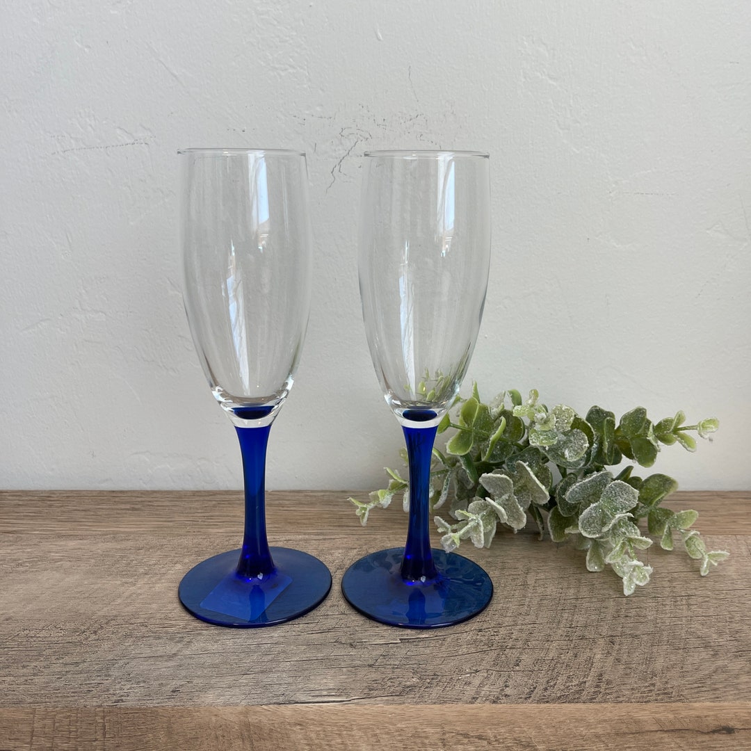 Luminarc Blue Stemware Nuance Flute Sapphire Champagne Glasses Wine ...
