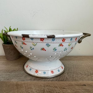 Vintage Floral Colander Flowers Metal Colander Strainer Planter 1984 ...