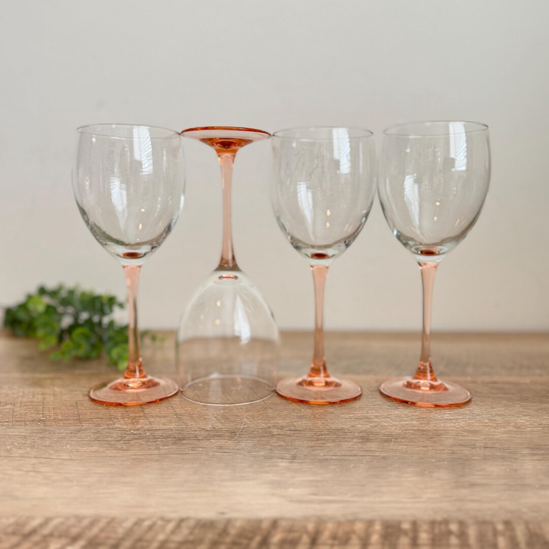 Vintage Pink Water Goblets Luminarc France Blush Pink Stemware Cristal ...
