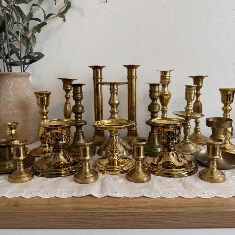 Brass Pillar Candlestick - Etsy