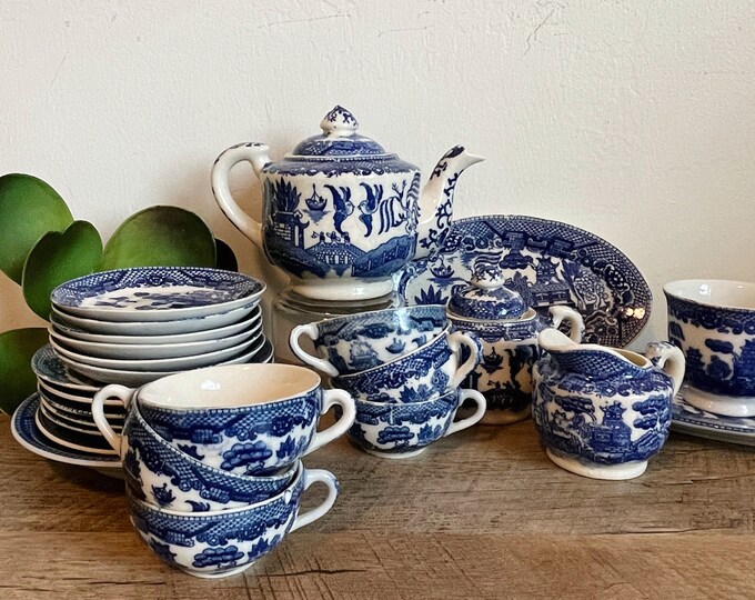 Child's Blue Willow Tea Set - 1950s - Little Hostess - Sears and ...