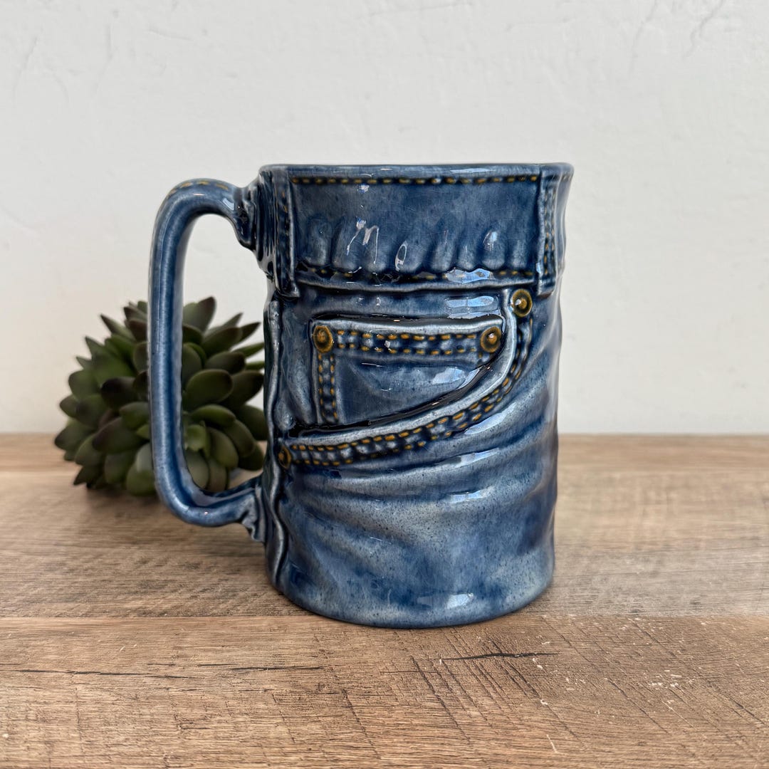 Vintage Denim Jeans Mug - Forth Worth, TX - Blue Jeans - Coffee Cup ...