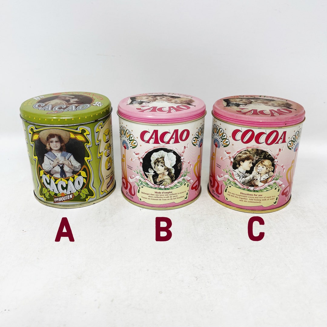 Van Houten Cacao Tin Green Pink Germany Cocoa Tin Chocolate Lover - Etsy