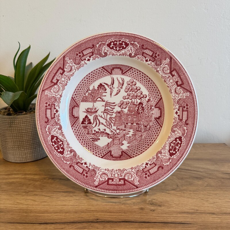 Red Transferware Plates - Etsy
