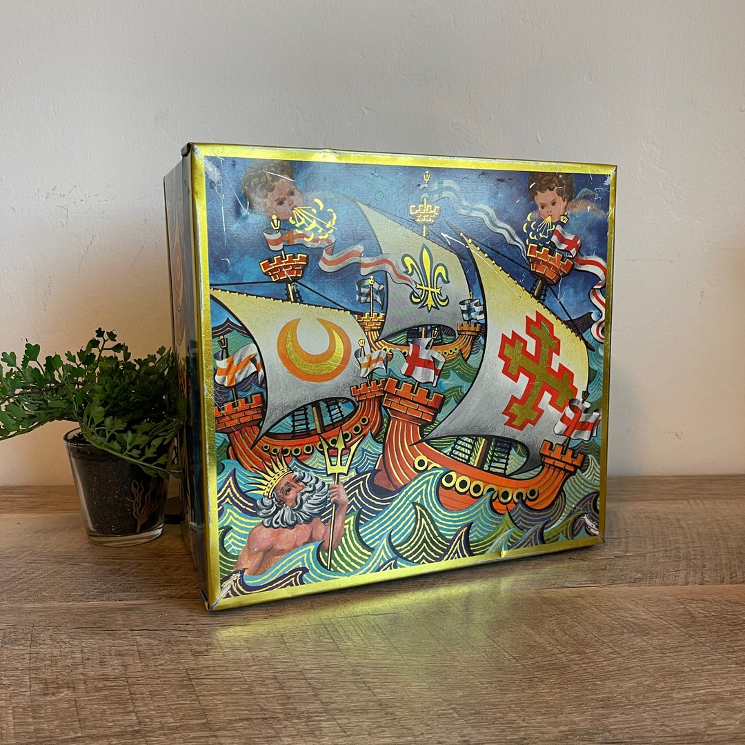Vintage Ship Tin English Biscuit Tin Square 1960s Peek Frean by Appt to ...