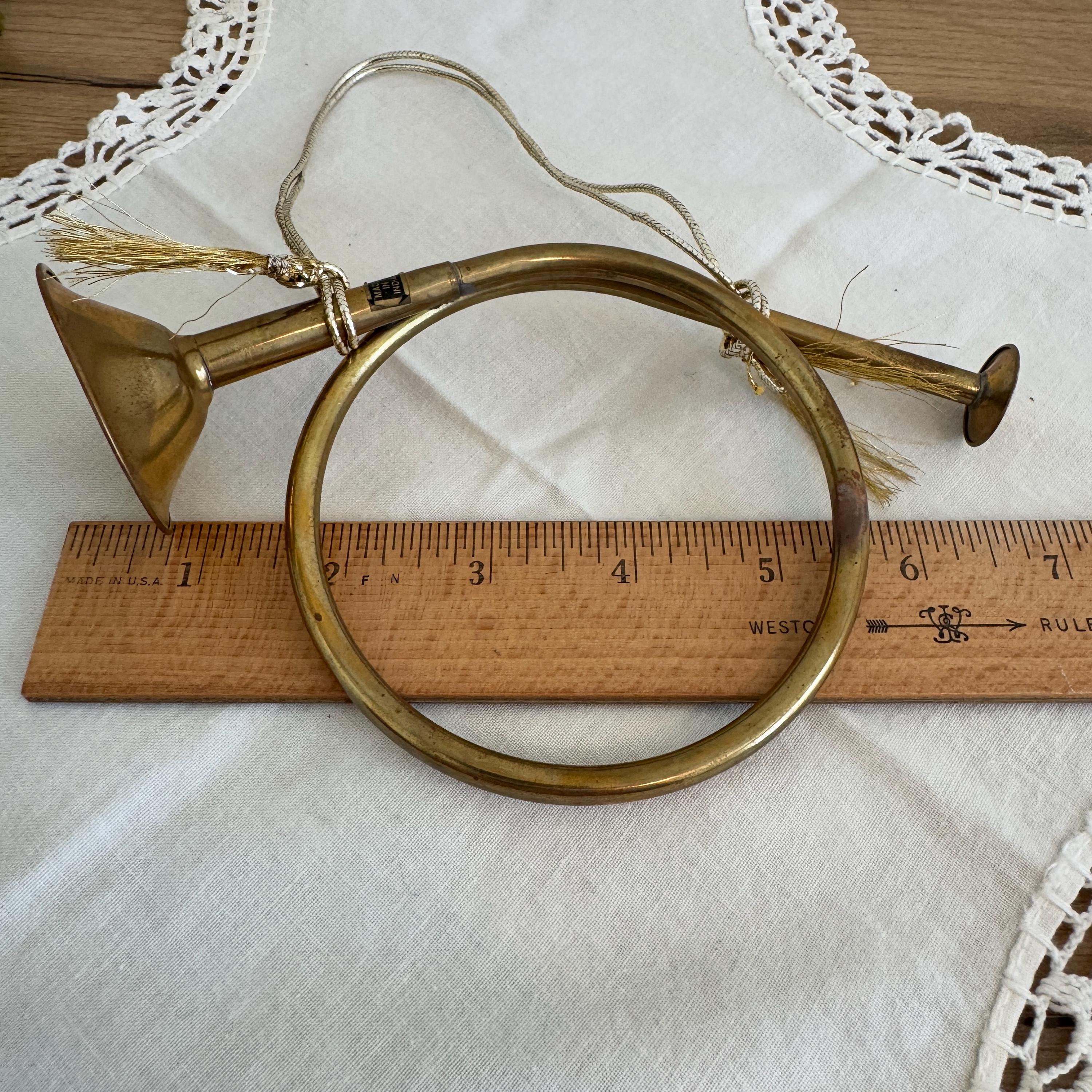 Vintage Brass Horn | Small Decorative Bugle | Rustic Wall Hanging ...