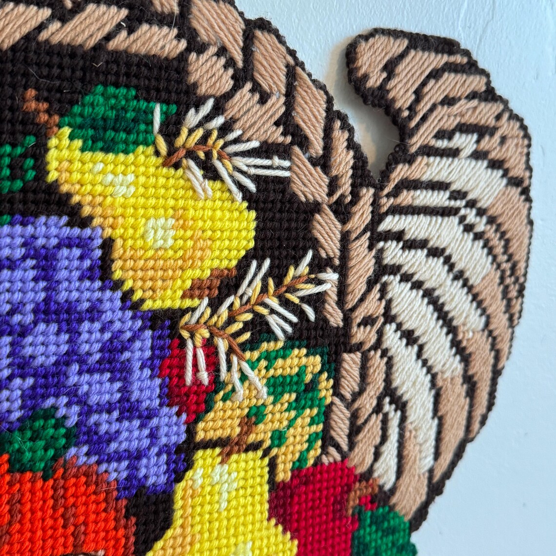 Plastic Canvas Cornucopia Wall Hanging | Completed | Vintage Fall ...