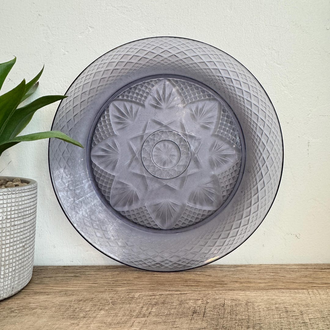 Purple Glass Plate - Vintage - Cristal D'arques-durand - Vintage - Cut ...