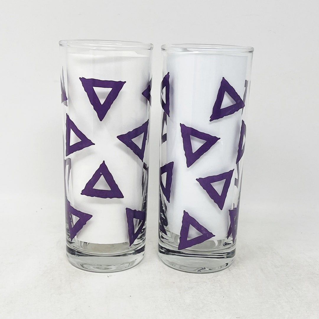 1980s Glasses - Vintage - Purple Triangle Glasses - Set of 2 ...