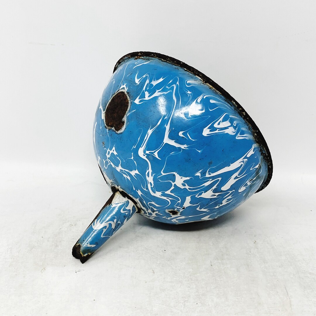 Blue Granite Ware Squattey-shaped Funnel - VINTAGE - Enamelware ...
