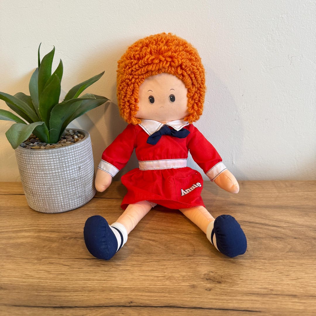 Vintage 15" Orphan Annie Cloth Doll | Knickerbocker | 1980s Rag Doll ...
