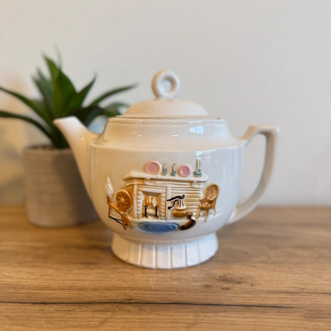 Porcelier Teapot With Hearth Scene | Vitreous China Teapot | USA Made ...