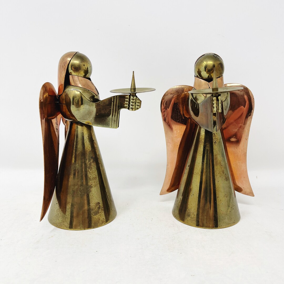 Angel Candle Holders - VINTAGE - Copper - Brass - Metal - Angels ...