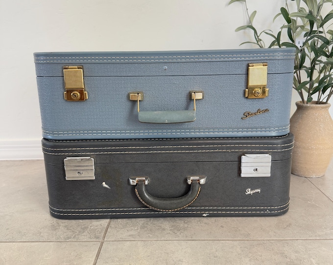 Vintage Suitcases - CHOICE - Light Blue Starline - Dark Blue Skyway ...