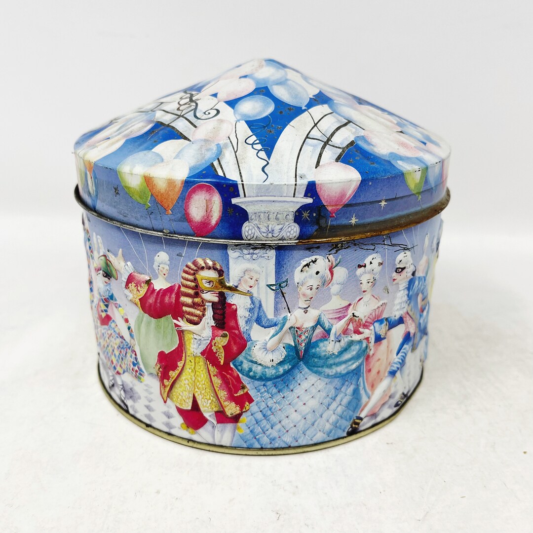 Vintage Victorian Tin Peaked Lid Masked Ball Churchill's Candy Tin ...