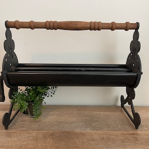 Vintage Cast Iron Newspaper Log Roller Rustic Fireplace Decor Farmhouse ...