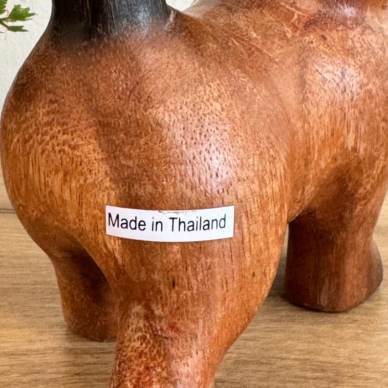 Vintage Wooden Cat Figurine | Hand Carved Cat Statue | Boho Shelf Decor ...