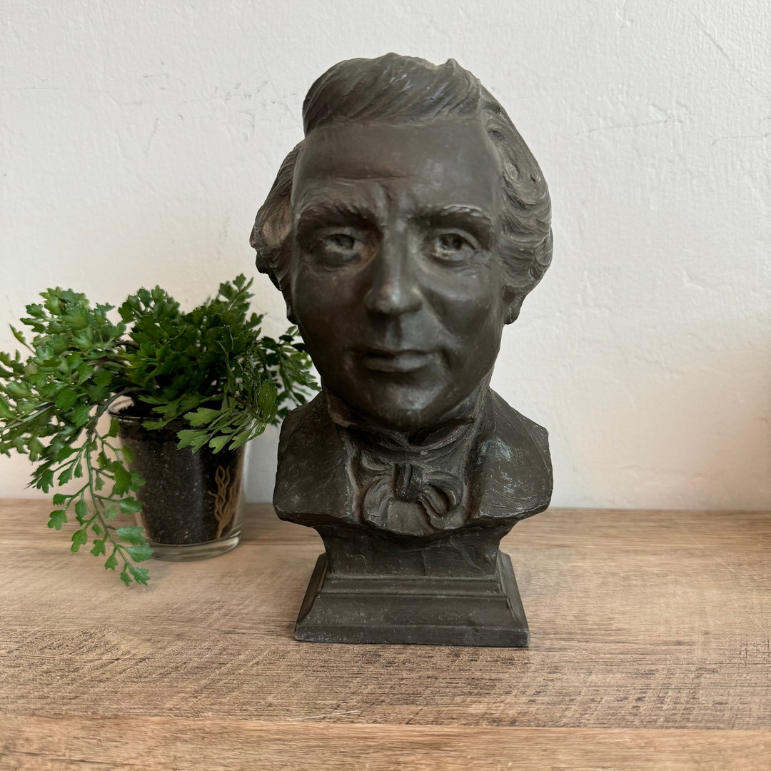 Vintage Head Bust - Small 7 1/2" Tall - Man - Statue - Figurine - Home ...