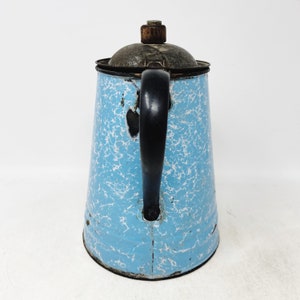 Light Blue Coffee Pot Granite Ware Small Swirl Enamelware Camping ...
