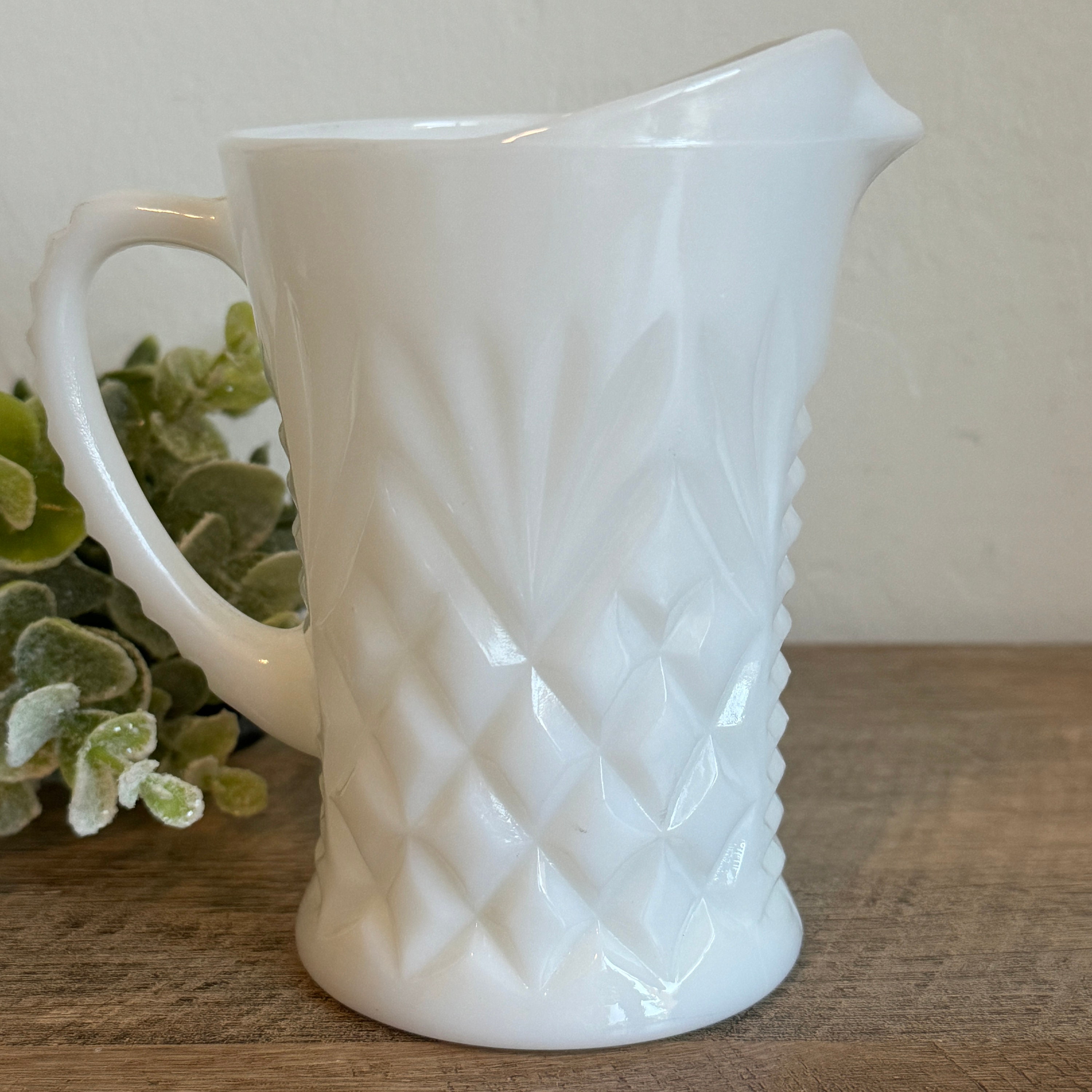 White Milk Glass Pitcher - Small - 5 1/4" - Creamer - Anchor Hocking ...