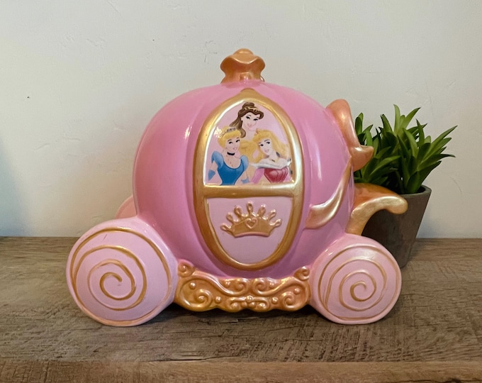 Disney Cinderella Coach Bank - Pink Gold Princess - Ceramic - Carriage ...
