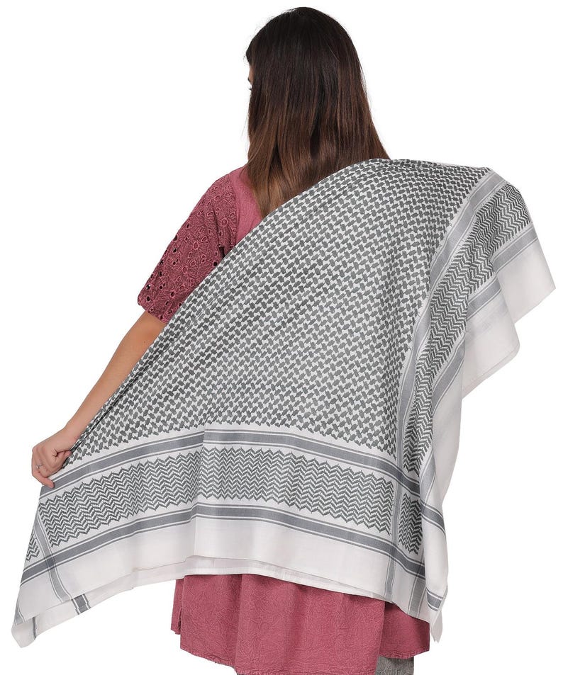 Palestinian Keffiyeh Hattah Plain White Shemagh Scarf 100% Soft Cotton ...